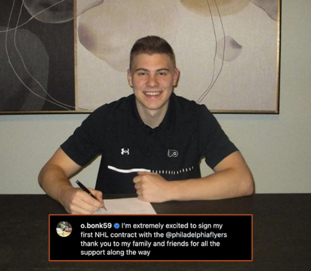 Flyers’ Prospect Oliver Bonk Caps off Great Summer with First Contract